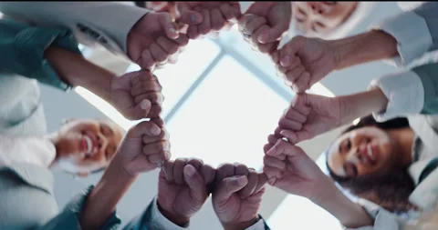 Circle hands, fist bump and business peo... | Stock Video | Pond5