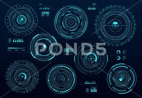 Circle HUD digital interface, data dashboard: Graphic #158273613