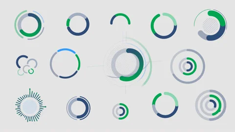 Circle infographics - graphs, charts and... | Stock Video | Pond5