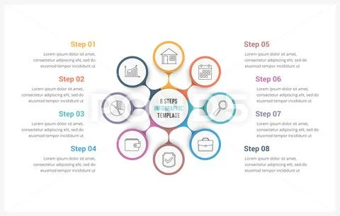 Circle Infographics Template with Eight Elements: Royalty Free #78670442