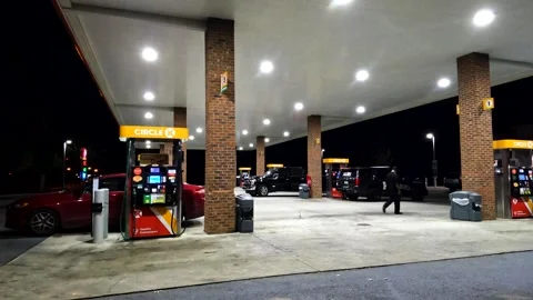 Circle K retail gas station at night pol... | Stock Video | Pond5