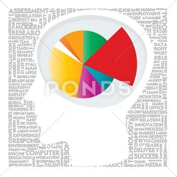 Circle workflow chart on the word cloud background Illustration #11438112