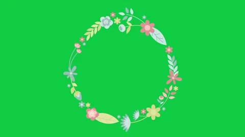 Circular floral frame animation on a gre... | Stock Video | Pond5