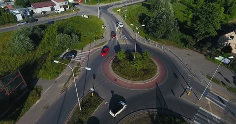 Circular Intersection On Suburban Road. ... | Stock Video | Pond5