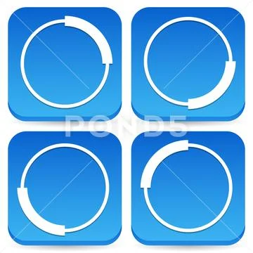 Circular preloader, buffer shapes, symbols. 4 step progress indicators.: Graphic #98345861