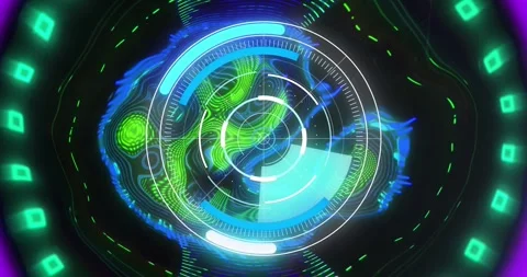 Circular scanner rotating over distorted... | Stock Video | Pond5