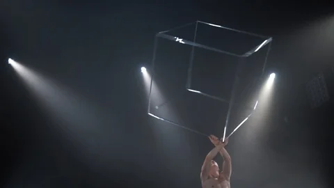 circus male muscular performer making tr... | Stock Video | Pond5