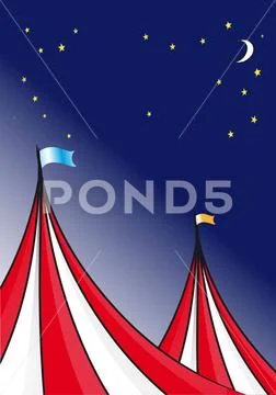 Circus tent Circus tent background and a night sky with stars and moon. Co... Stock Image #256452221