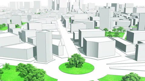 City 3d Abstract Model. Birds Eye View. ... | Stock Video | Pond5