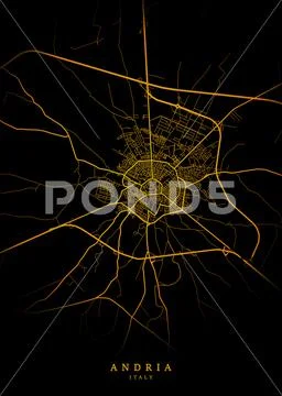 City of Andria Italy Map Gold Minimalist Poster Maps: Graphic #196886377