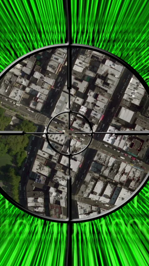 City buildings on map hitting target | Stock Video | Pond5