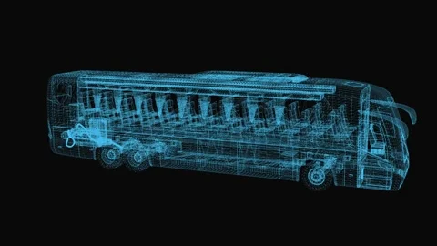 City bus wireframe scheme. 3d render wit... | Stock Video | Pond5