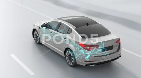 City car structure overview during driving. 3d illustration ~ Clip Art ...