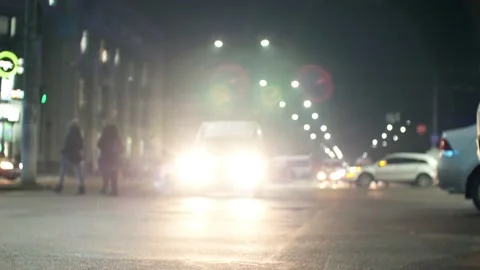 City car traffic with headlights lens fl... | Stock Video | Pond5
