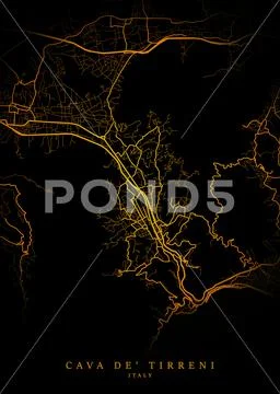 City of Cava de' Tirreni Italy Map Gold Minimalist Poster Maps: Royalty ...