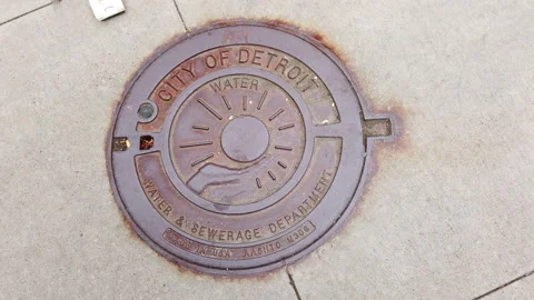 City of Detroit Water and Sewer Pit Lid ... | Stock Video | Pond5