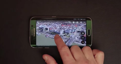 City exploration on Google Earth mobile ... | Stock Video | Pond5