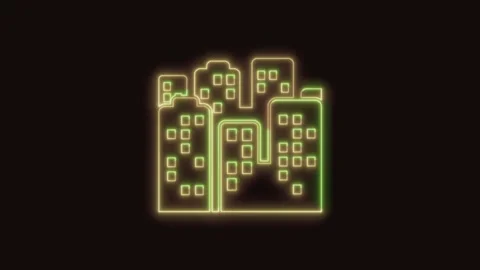 City Icon Neon Seamless Loop 4K (Black B... | Stock Video | Pond5