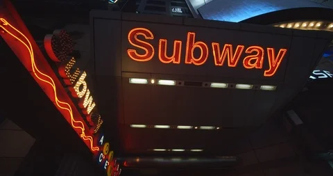 Neon Subway Sign Stock Video Footage | Royalty Free Neon Subway Sign ...