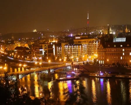 City quay night time lapse bridges ships... | Stock Video | Pond5