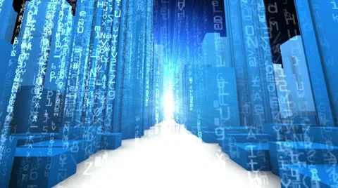 City Skyline Computer Data Code Fly Thro... | Stock Video | Pond5