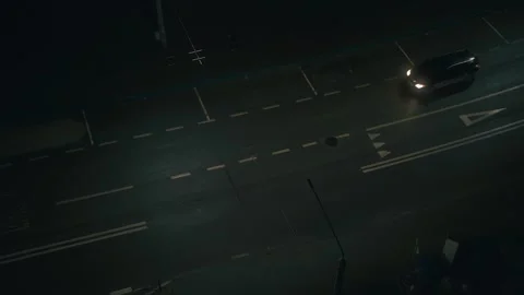 City street night shot. Empty road in th... | Stock Video | Pond5