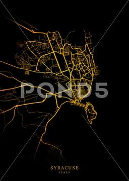 City of Syracuse Italy Map Gold Minimalist Poster Maps ~ Clip Art ...