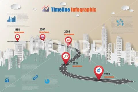 City Timeline Infographic, Vector Illustration: Graphic #79883041