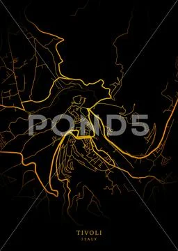City of Tivoli Italy Map Gold Minimalist Poster Maps: Royalty Free ...