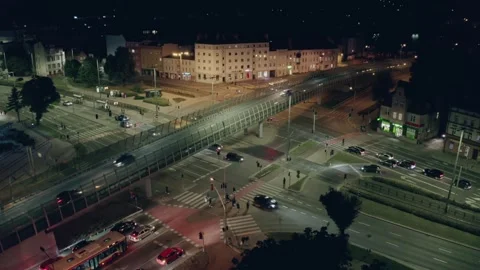 City Traffic at the Crossroads Aerial Vi... | Stock Video | Pond5