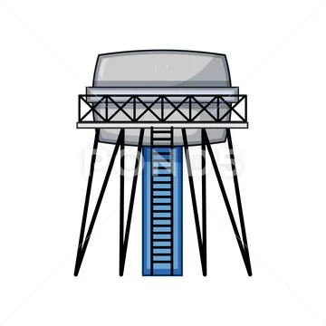 City water tower cartoon vector illustration: Graphic #279035529