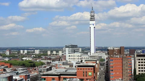 Cityscape and BT Tower aerial view in En... | Stock Video | Pond5