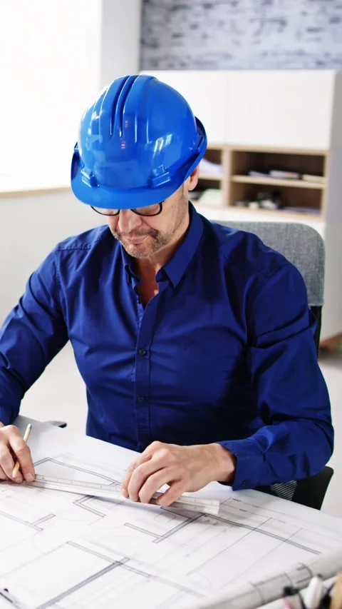 Civil Engineer Drawing Architecture Plan... | Stock Video | Pond5