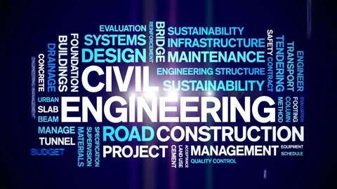 Civil Engineering animated word cloud,an... | Stock Video | Pond5