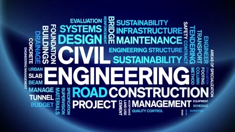 Civil Engineering animated word cloud,an... | Stock Video | Pond5