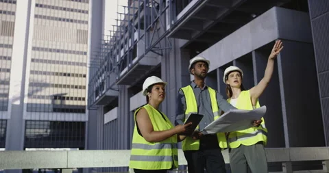 Civil engineering, teamwork and blueprin... | Stock Video | Pond5