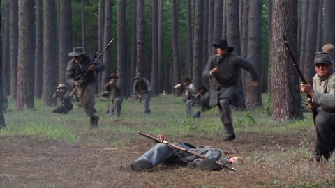Civil War battle in forest on a plain fi... | Stock Video | Pond5