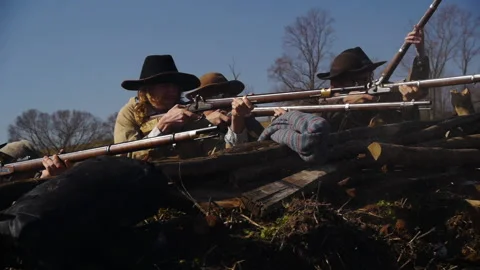 Civil War Confederates fire from inside ... | Stock Video | Pond5