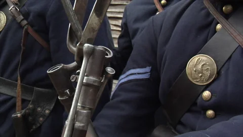Civil War soldiers Stacking Springfield ... | Stock Video | Pond5