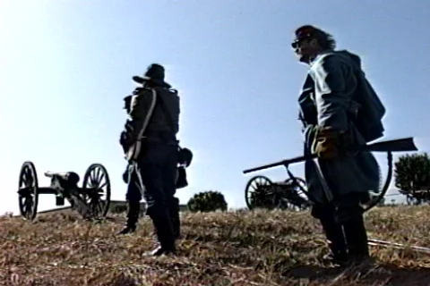 Civil War soldiers stand with rifles | Stock Video | Pond5