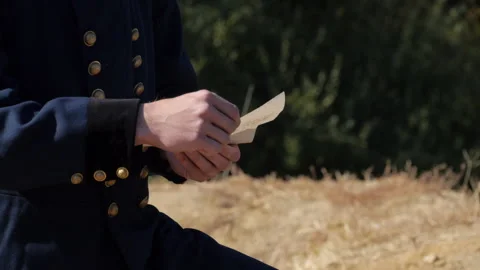 Civil War Union Army Officer reading ove... | Stock Video | Pond5
