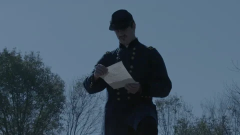 Civil War Union Army Officer reading ove... | Stock Video | Pond5