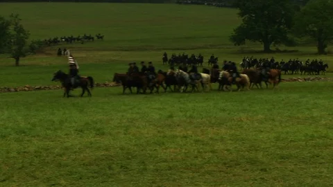Civil War Union Cavalry rides across Bat... | Stock Video | Pond5