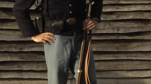 Civil War Union Soldier Re-enactor stand... | Stock Video | Pond5
