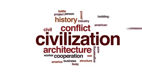Civilization animated word cloud, text d... | Stock Video | Pond5