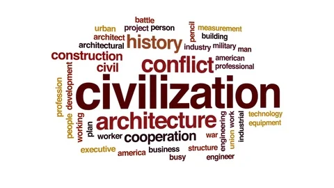Civilization animated word cloud, text d... | Stock Video | Pond5