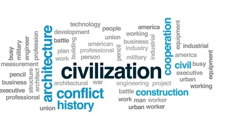 Civilization animated word cloud, text d... | Stock Video | Pond5