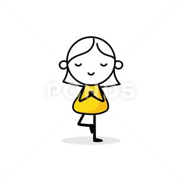 Clam woman meditate in yoga pose and balance on one leg. Harmony ...