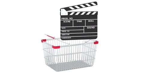 Clapperboard adding to shopping basket, ... | Stock Video | Pond5