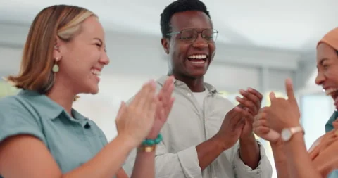 Clapping, celebration and happy people i... | Stock Video | Pond5